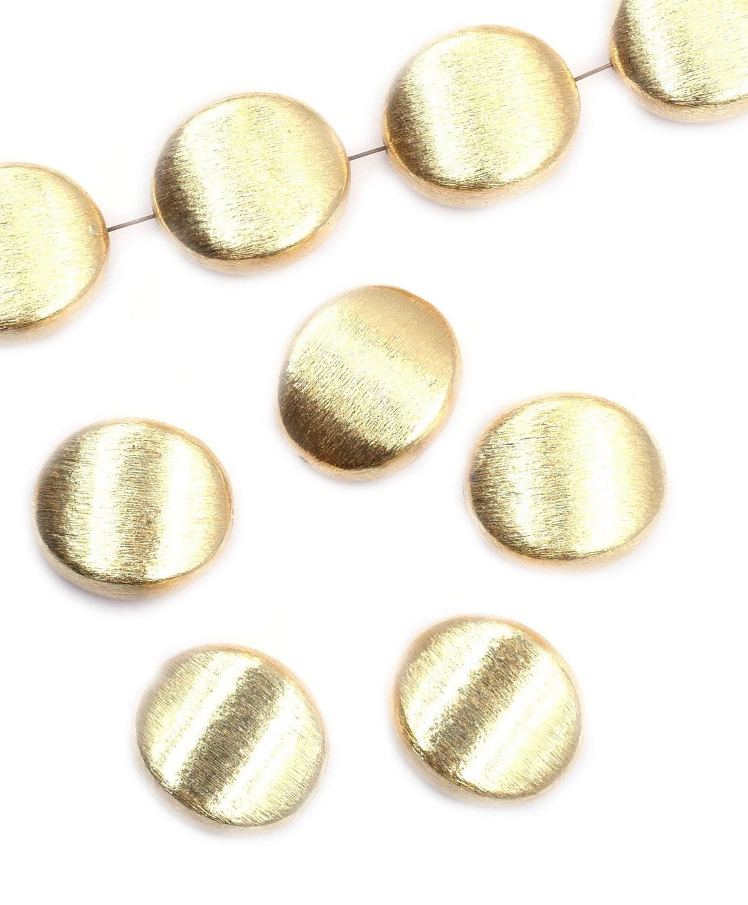 10 Pcs 20mm Brushed Matte Gold Oval Beads – Gold Plated Copper Spacer ...