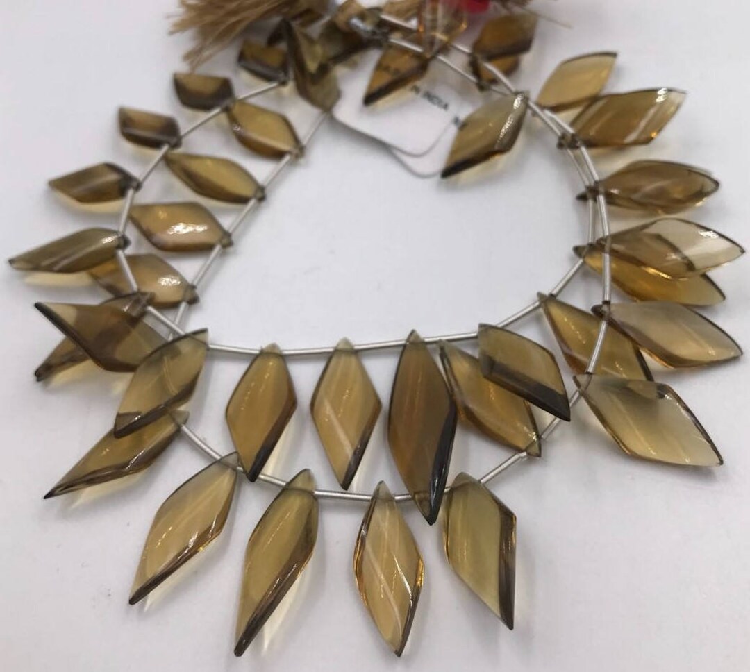Cognac Quartz / Whisky Quartz Smooth Diamond Shape beads, 15x8 to 21x10 ...