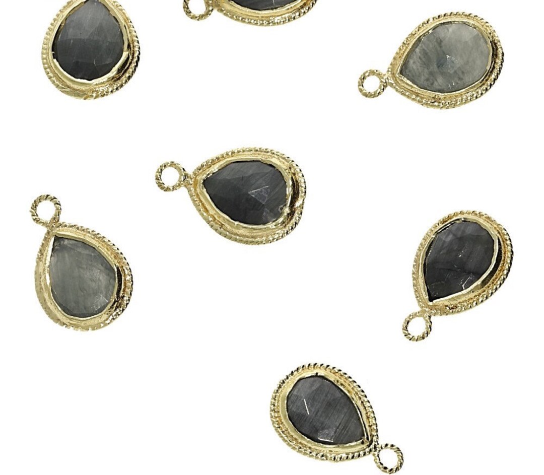Cat's Eye Twisted Wire Gold Plated Bezel Pear Pendant Charms Findings ...
