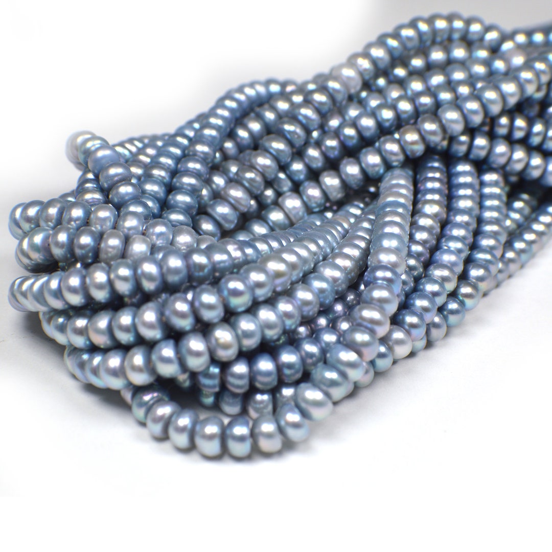 5 - 6 MM Sky Blue Button Freshwater Pearls Beads Jewelry Making Supply ...