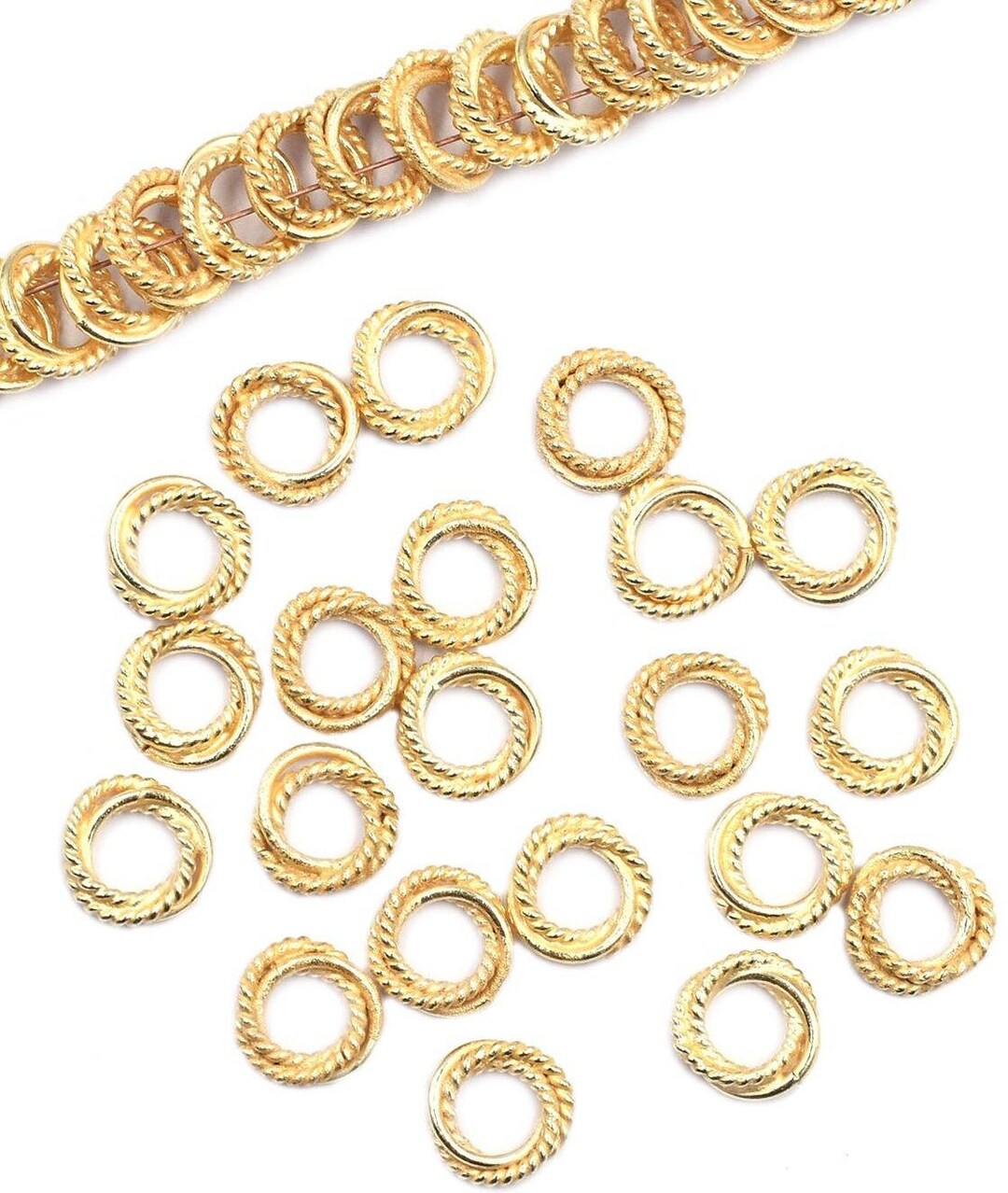 30 Pcs 10mm Twisted Wire Jump Rings – Gold Plated Copper, Strong Open ...