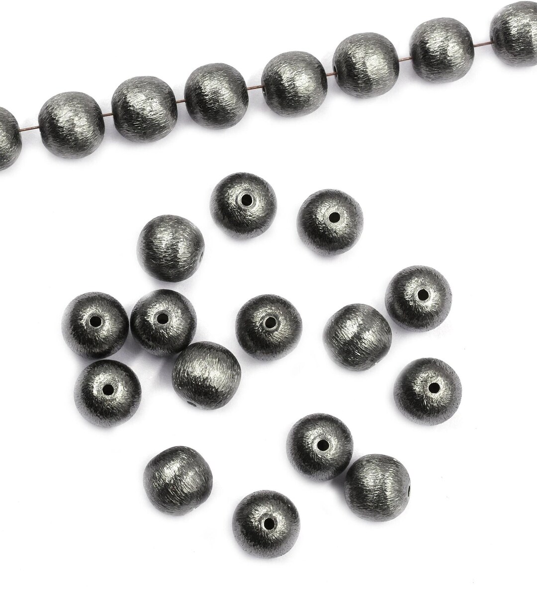 20 Pcs 10mm Black Gunmetal Round Beads, Brushed Matte Finish Beads ...