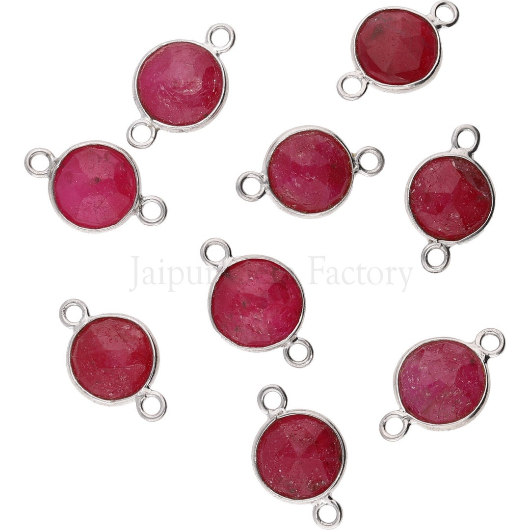 Dyed Ruby Coin Connector, Sterling Silver , Set of 2 Pcs - Etsy