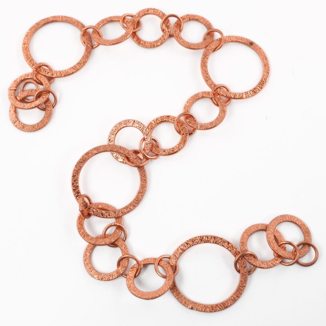 Pure Copper Link Chain Bracelet Solid Copper Jewelry, Antique Copper ...