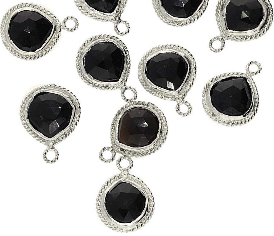 Black Onyx Heart Pendant: Twisted Wire Sterling Silver Charm (10x10 MM ...