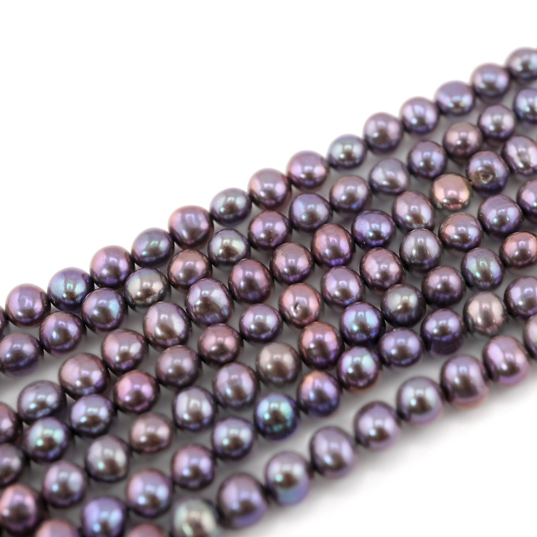 5 - 6 MM Peacock Near Round Freshwater Pearls Beads Jewelry Making ...