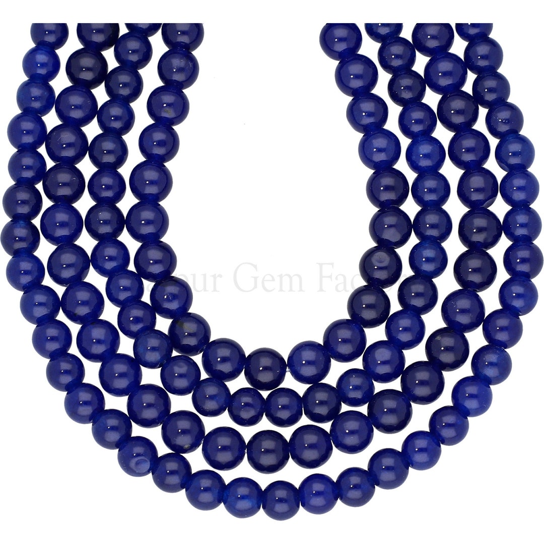 Dark Blue Quartzite Round Beads 6 6.5mm Smooth Gemstone Beads Dark Blue ...