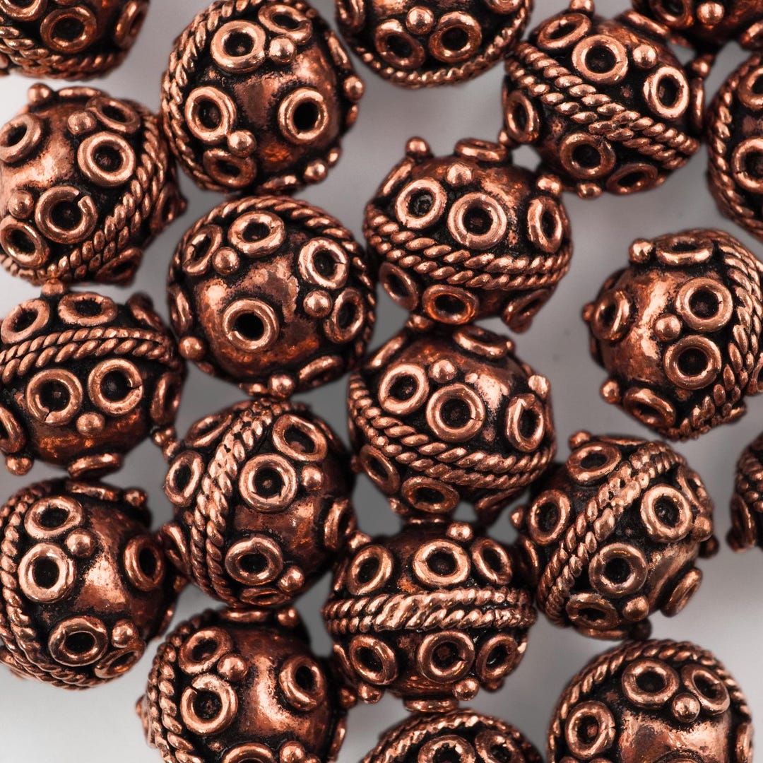Real Copper Bali Beads: Antique Tierracast Round Beads (15 Piece Set ...