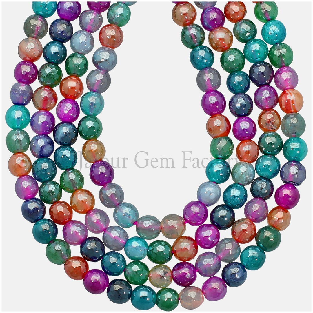Mystic Coated Agate Beads: 6mm Faceted Round, 15 Inch Strand - Etsy