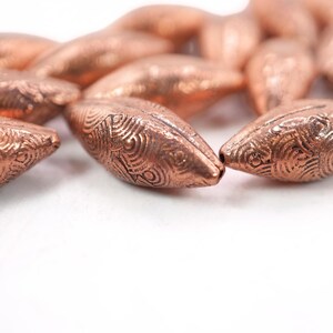 Real Copper Rice Barrel Shape Beads, 12 Piece Set, Antique Copper Beads ...
