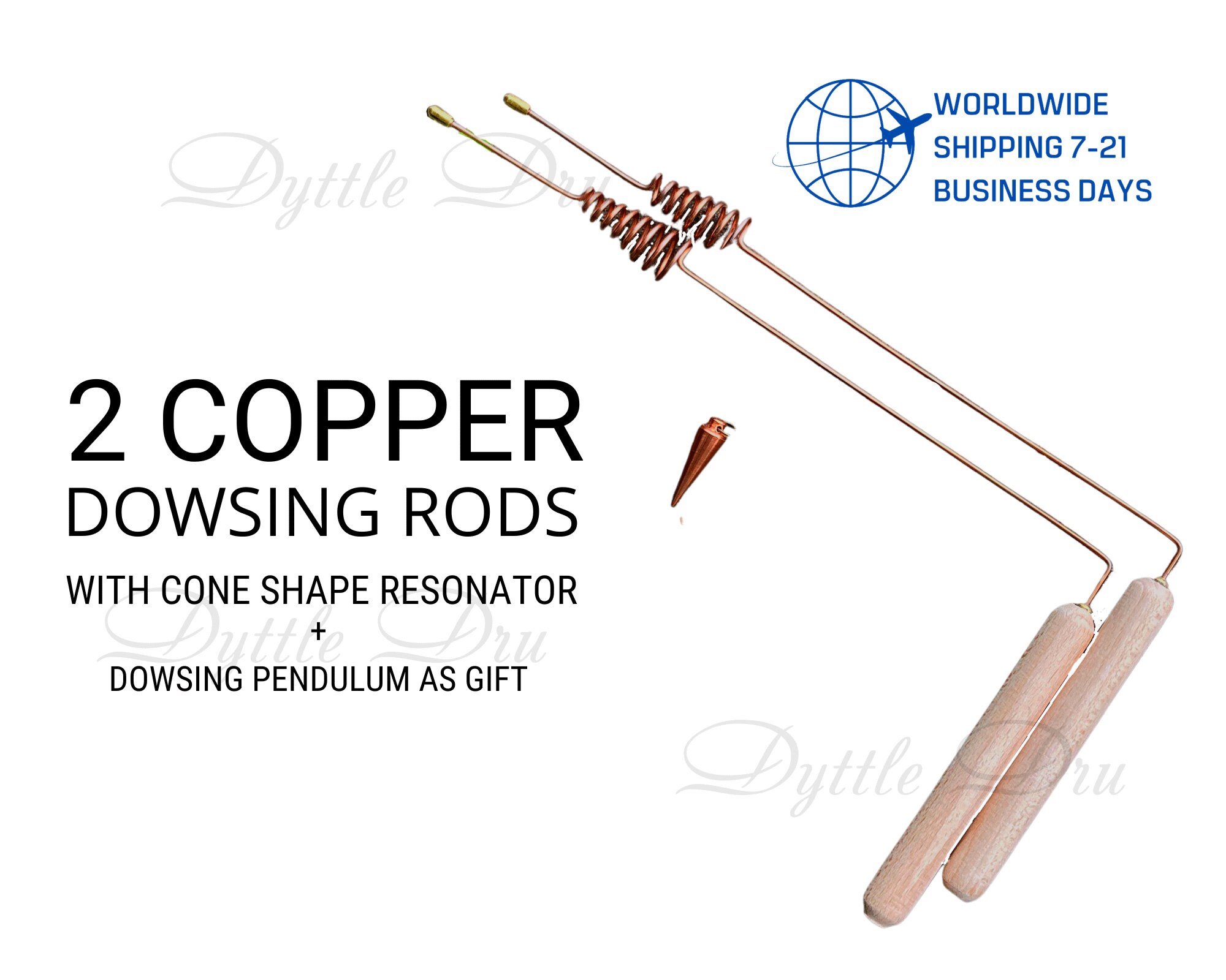 Copper Dowsing Rod With BRASS Metal Tip With BAMBOO CASE, 51% OFF
