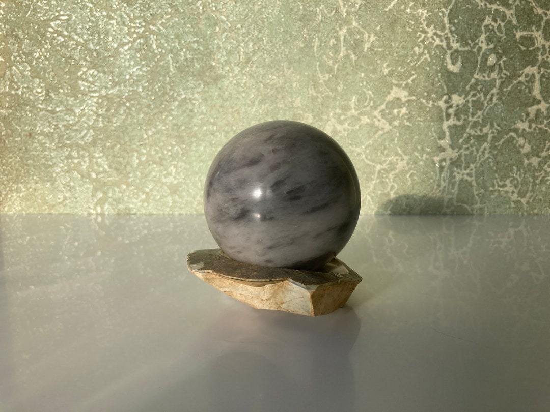 Quartz Sphere With Natural Flint Stand Positive Energy - Etsy