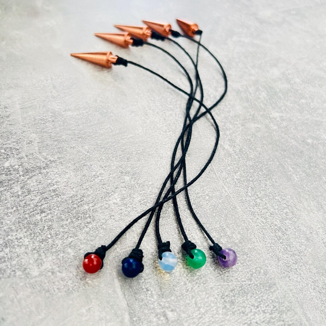 Set of 5 Big Solid Pure Copper Dowsing Pendulum Amethyst, Lapis Lazuli ...