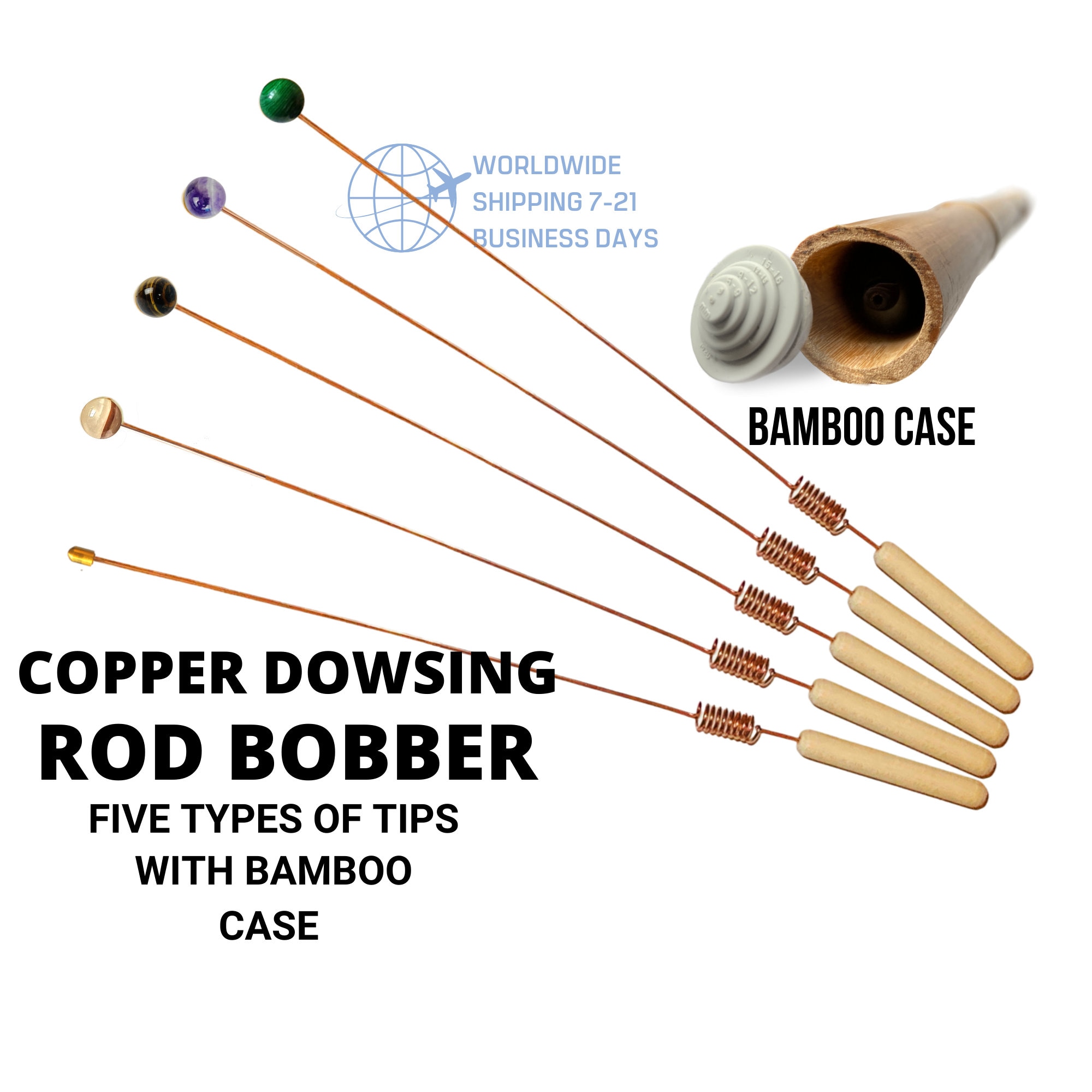 Copper Dowsing Rod Bobber With Stone Tip ONYX, Brass, Shungite ...