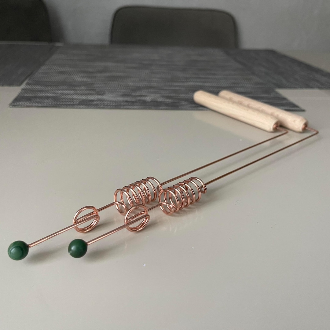 USA 2 Copper Dowsing Rods With Jade | Pair of Divining Rods ...