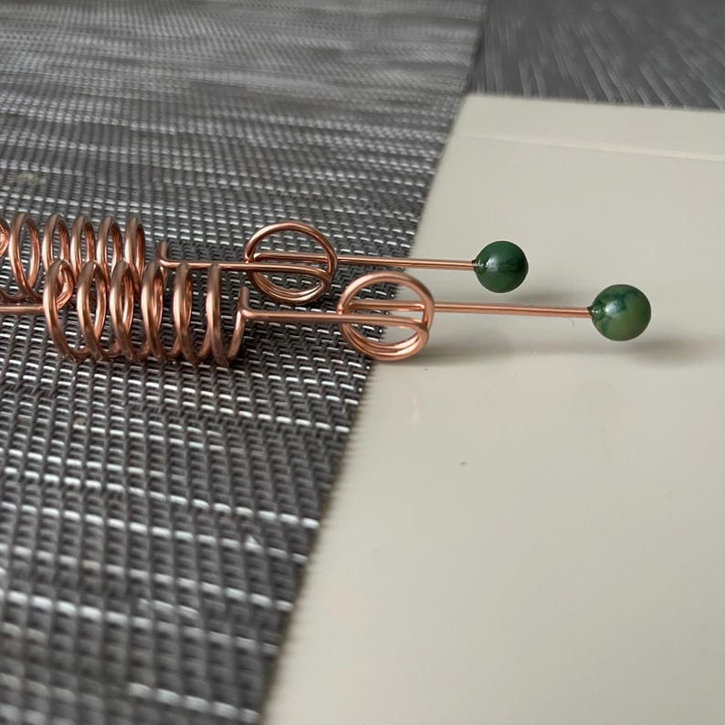 2 Jade Copper Dowsing Rods With Jade Tip | Pair of Divining Rods ...