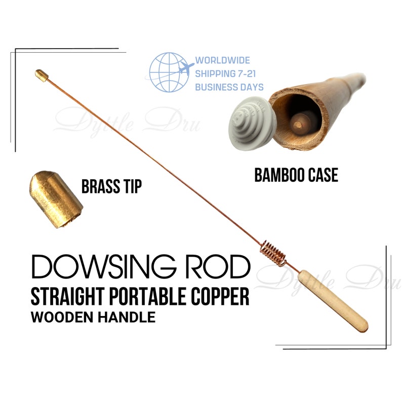 Copper Dowsing Rod With BRASS Metal Tip With BAMBOO CASE Dowsing Rod ...