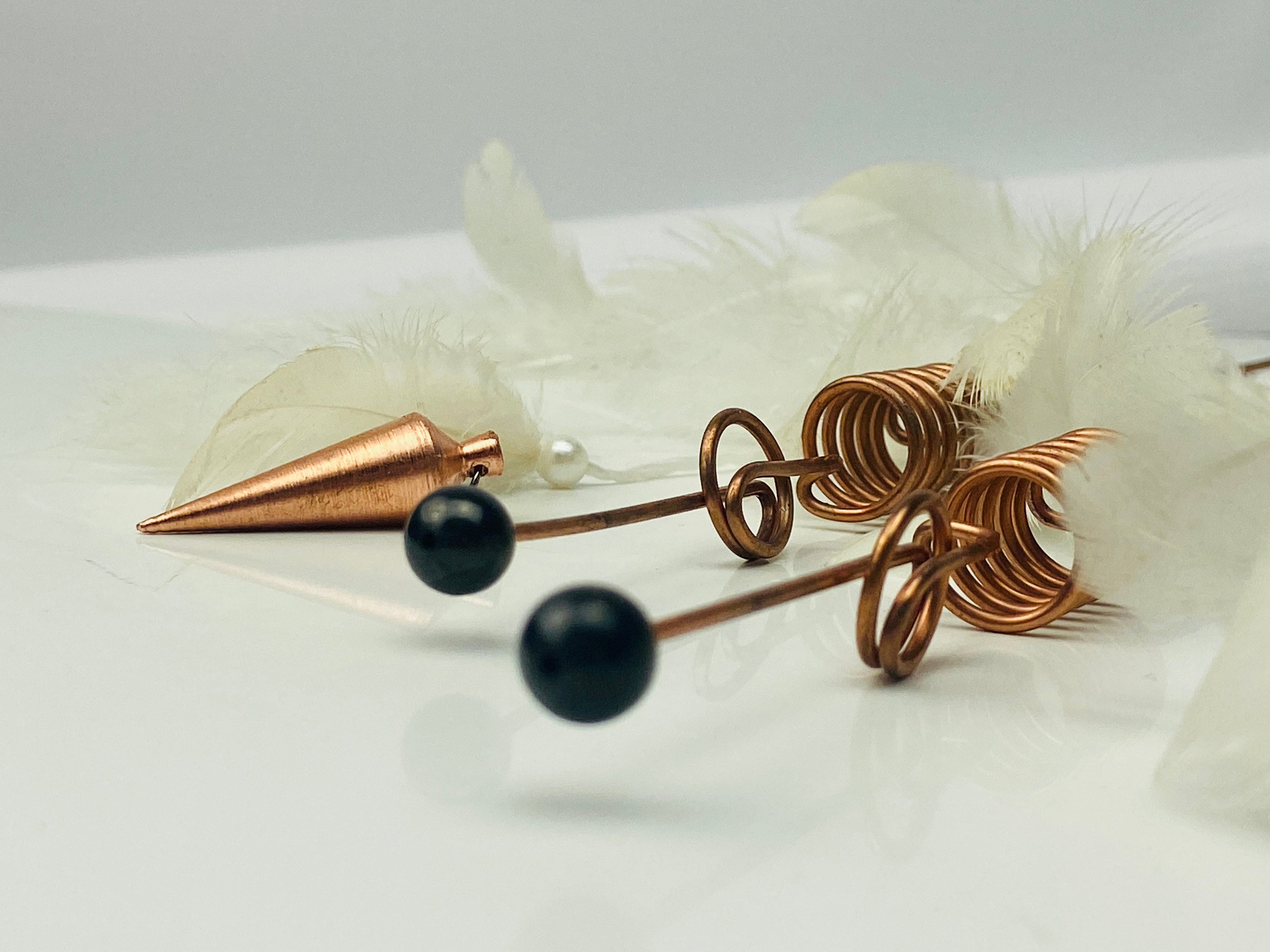 2 Copper Dowsing Rods With Double Resonator & Shungite Tip Dowsing ...