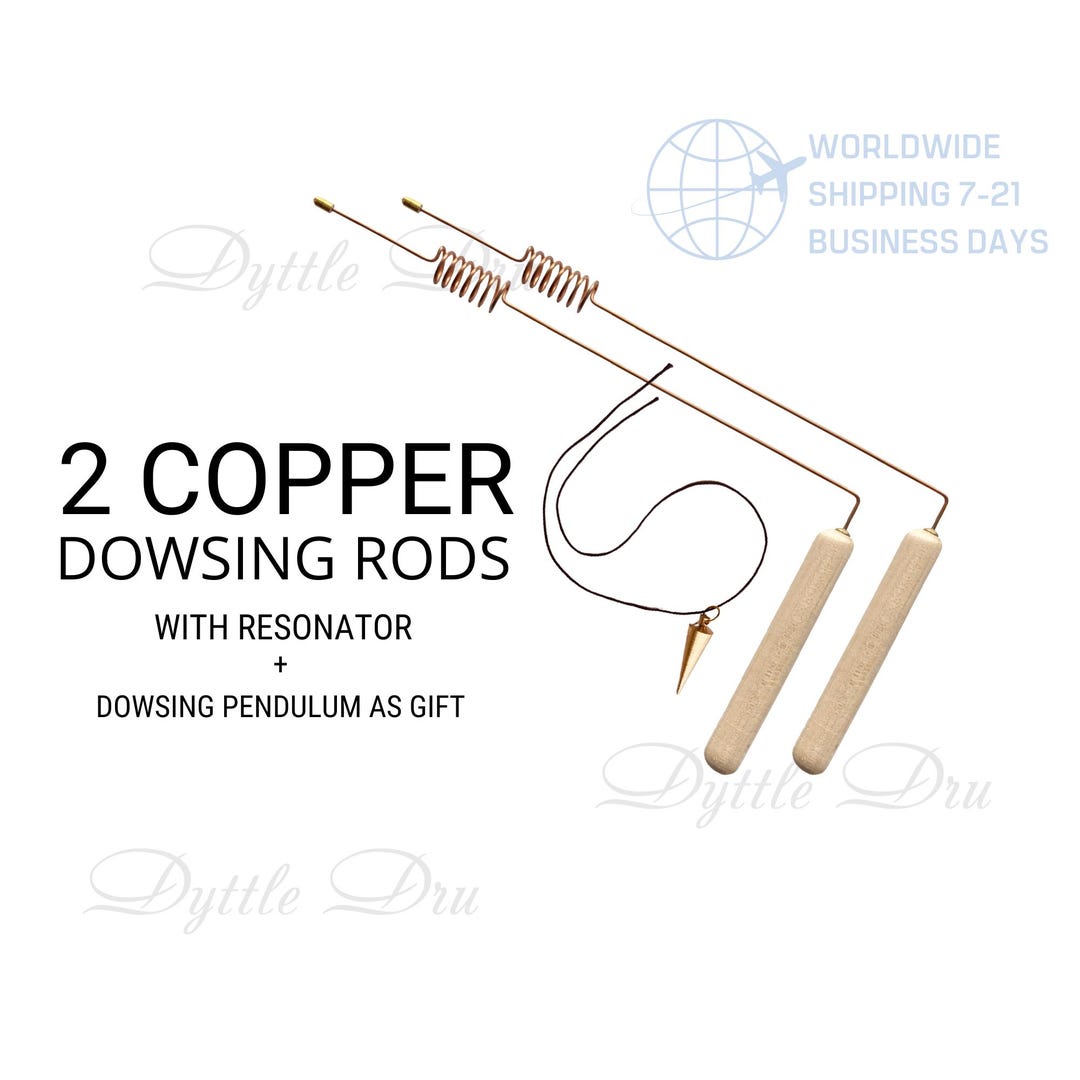 2 Copper Dowsing Rods With Resonator + Dowsing Pendulum as Gift | Pair ...