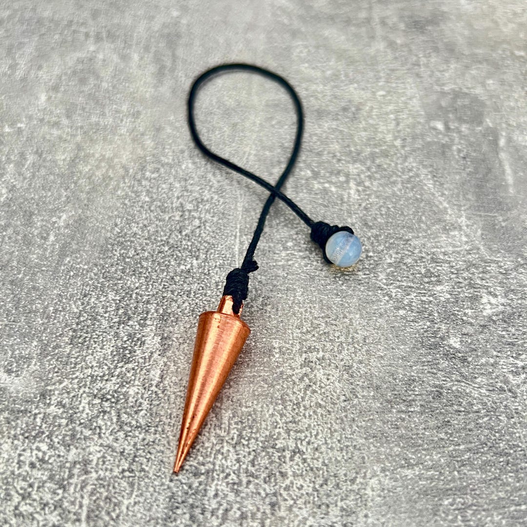 Big Solid Pure Copper Dowsing Pendulum With Moonstone Best Conical Pendulum Healing Dowsing ...
