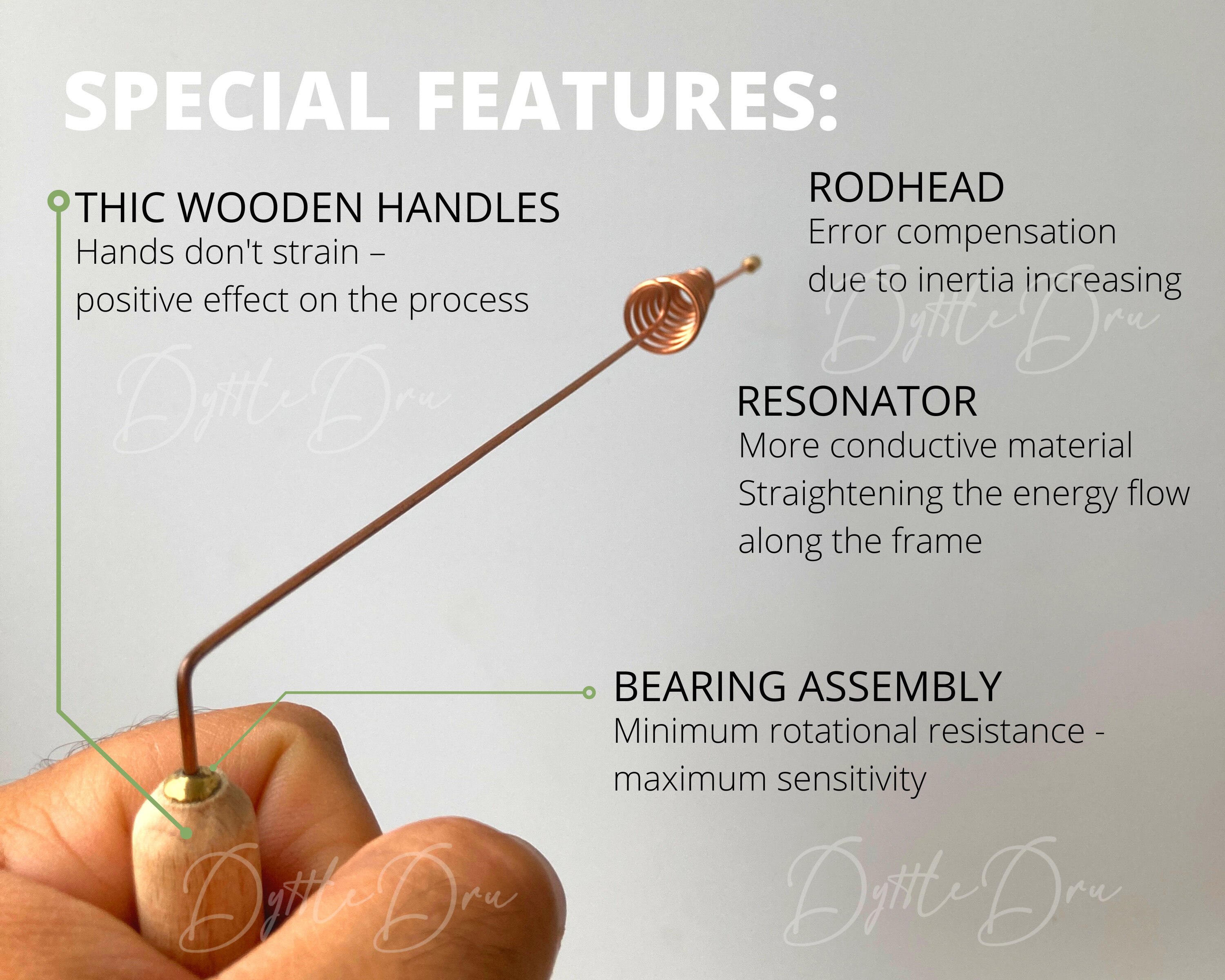 2 Copper Dowsing Rods With Resonator Pair of Divining Rods 2 Divination ...