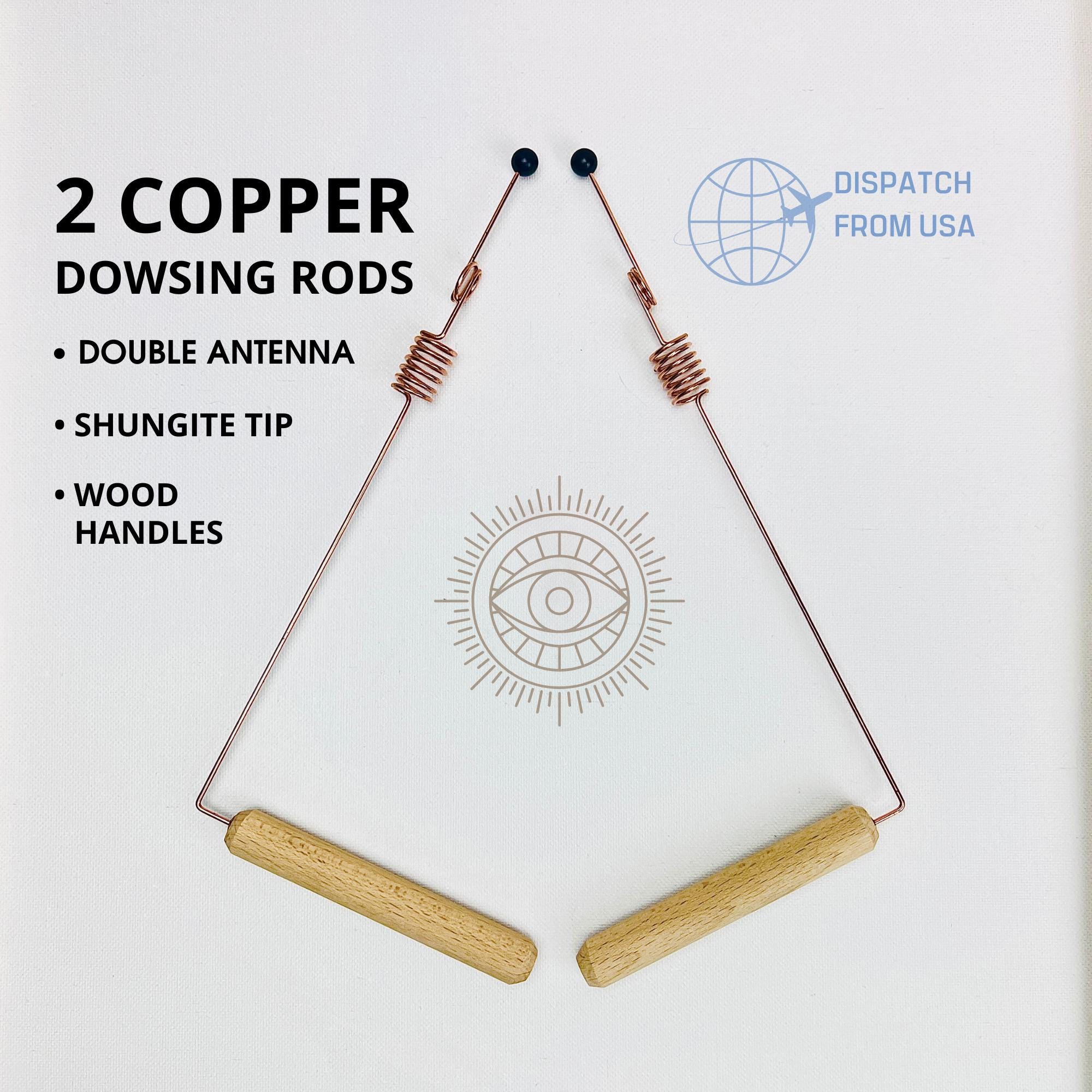 2 Copper Dowsing Rods With Double Resonator and Shungite Tip | Pair of ...