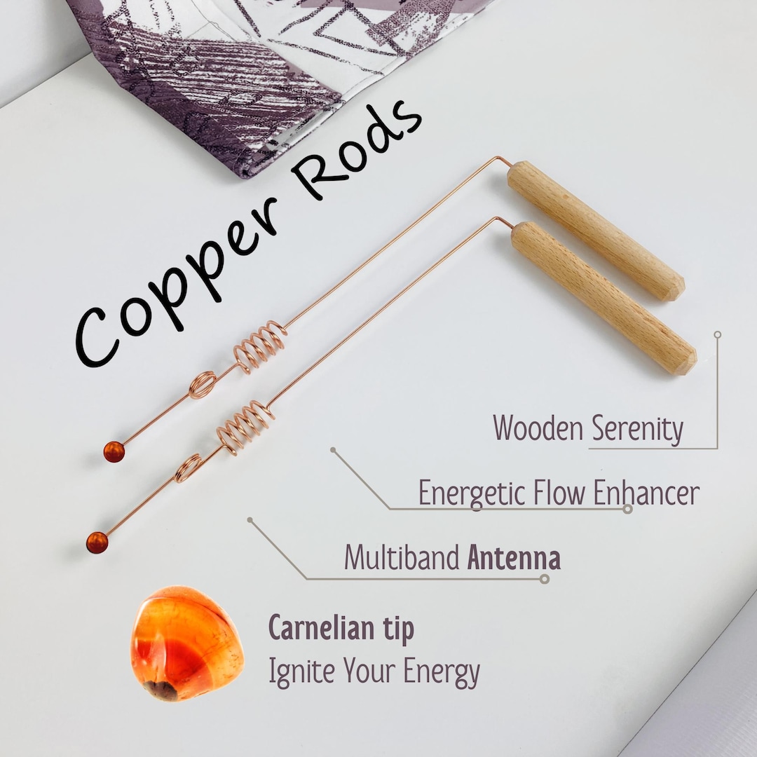 2 Copper Dowsing Rods With Carnelian | Pair of Divining Rods ...