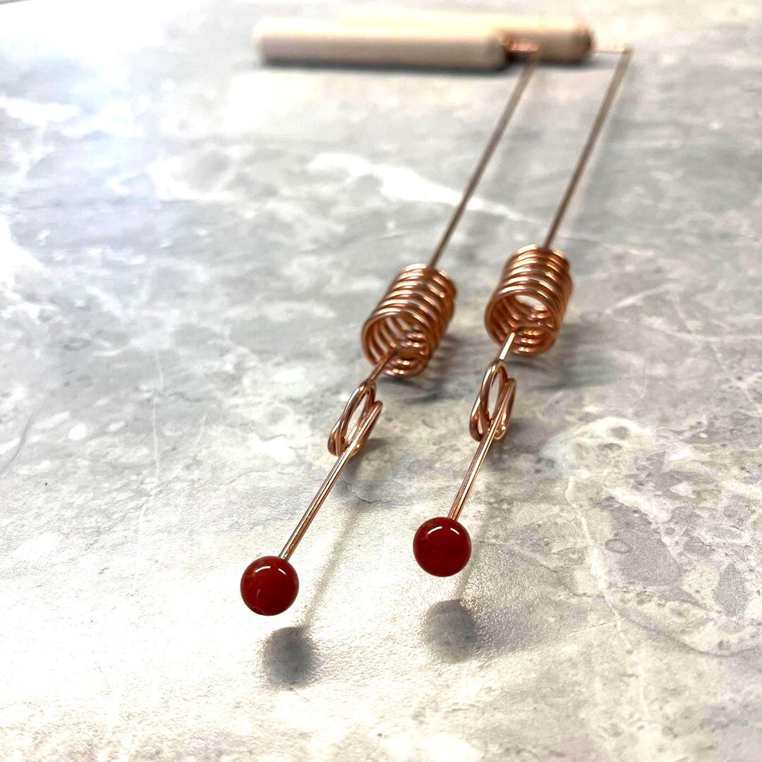 2 Copper Dowsing Rods With Carnelian | Pair of Divining Rods ...