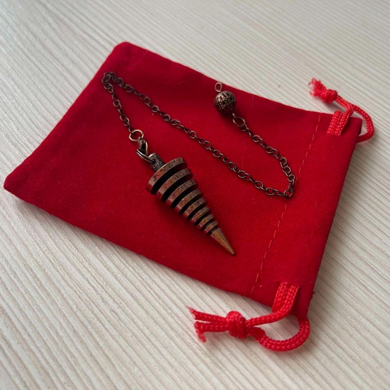 Spiral Copper Dowsing Pendulum With 9 Sacred Coils – Vintage Divination ...