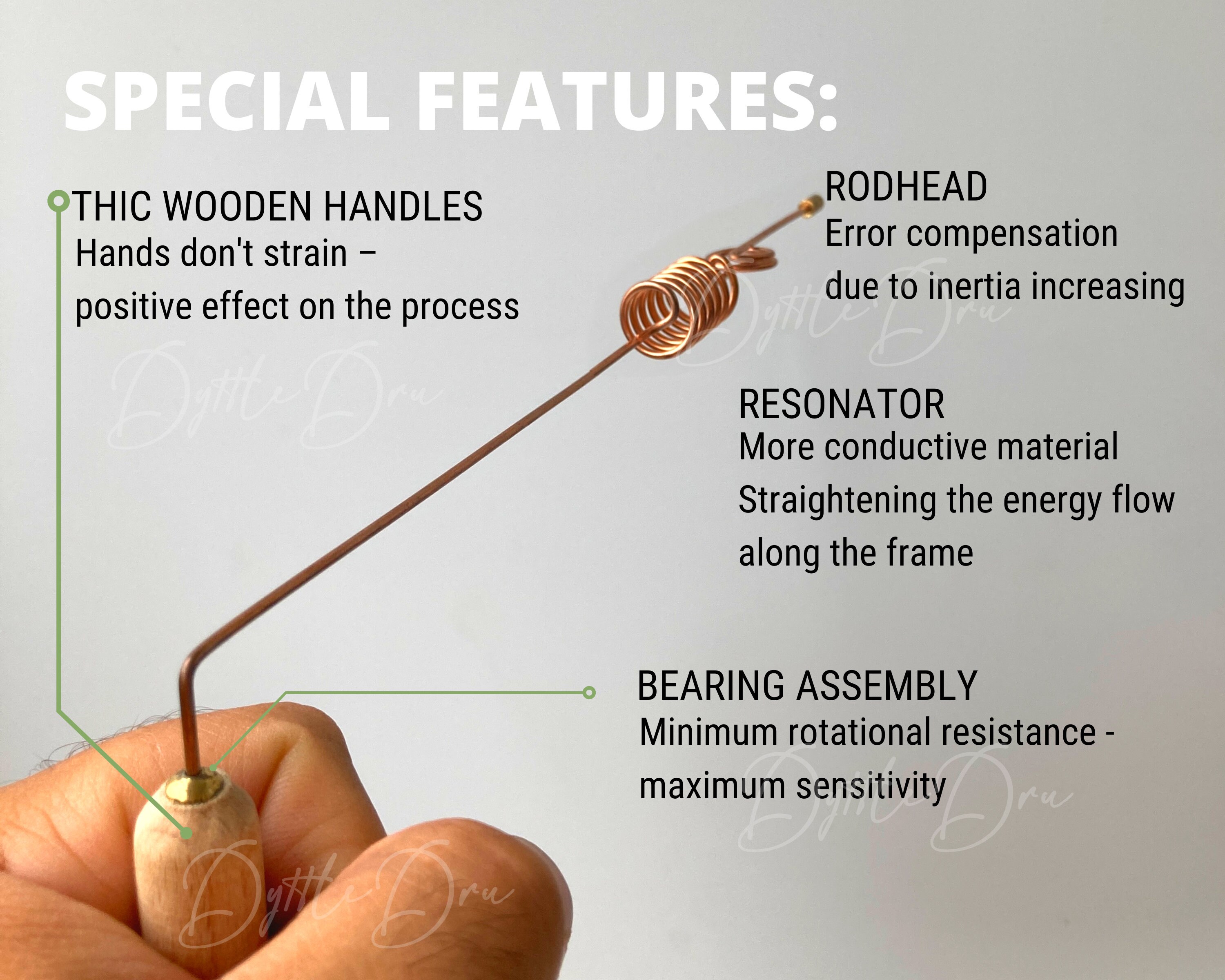 2 Copper Dowsing Rods With Double Resonator Dowsing Pendulum as Gift ...