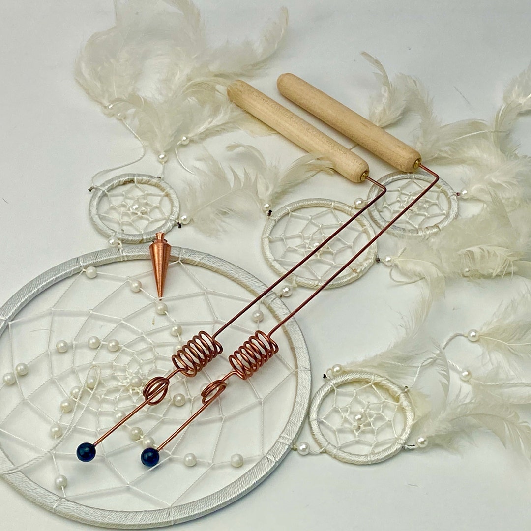 2 Copper Dowsing Rods With Double Resonator & Shungite Tip + Dowsing ...