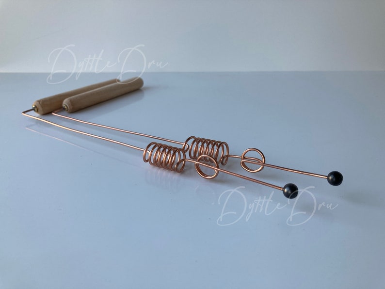 2 Copper Dowsing Rods With Double Resonator & Shungite Tip - Etsy