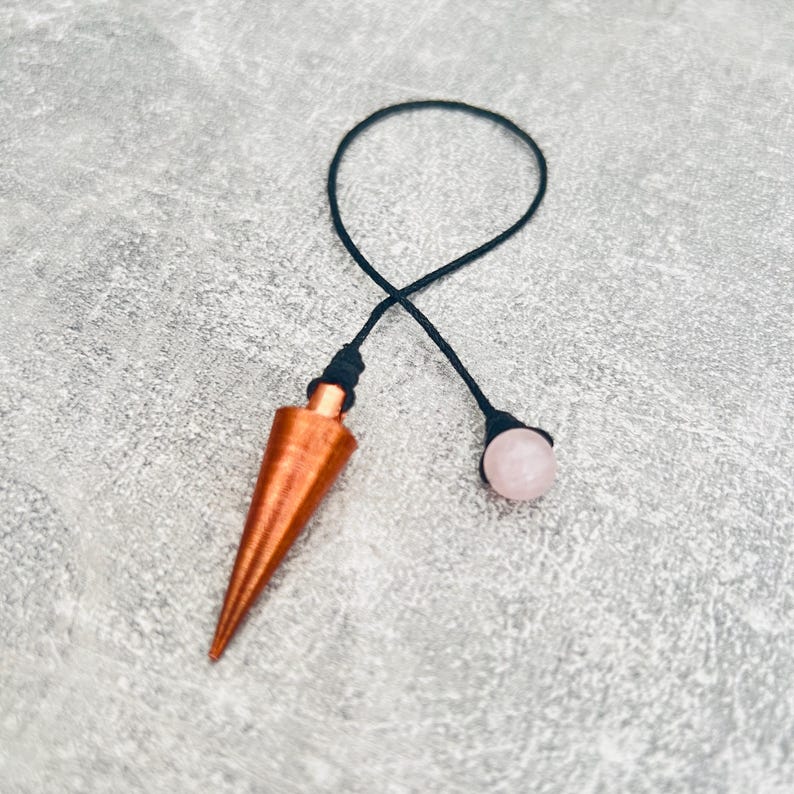 100% Solid Pure Copper Dowsing Pendulum With Rose Quartz Ball - Healing ...