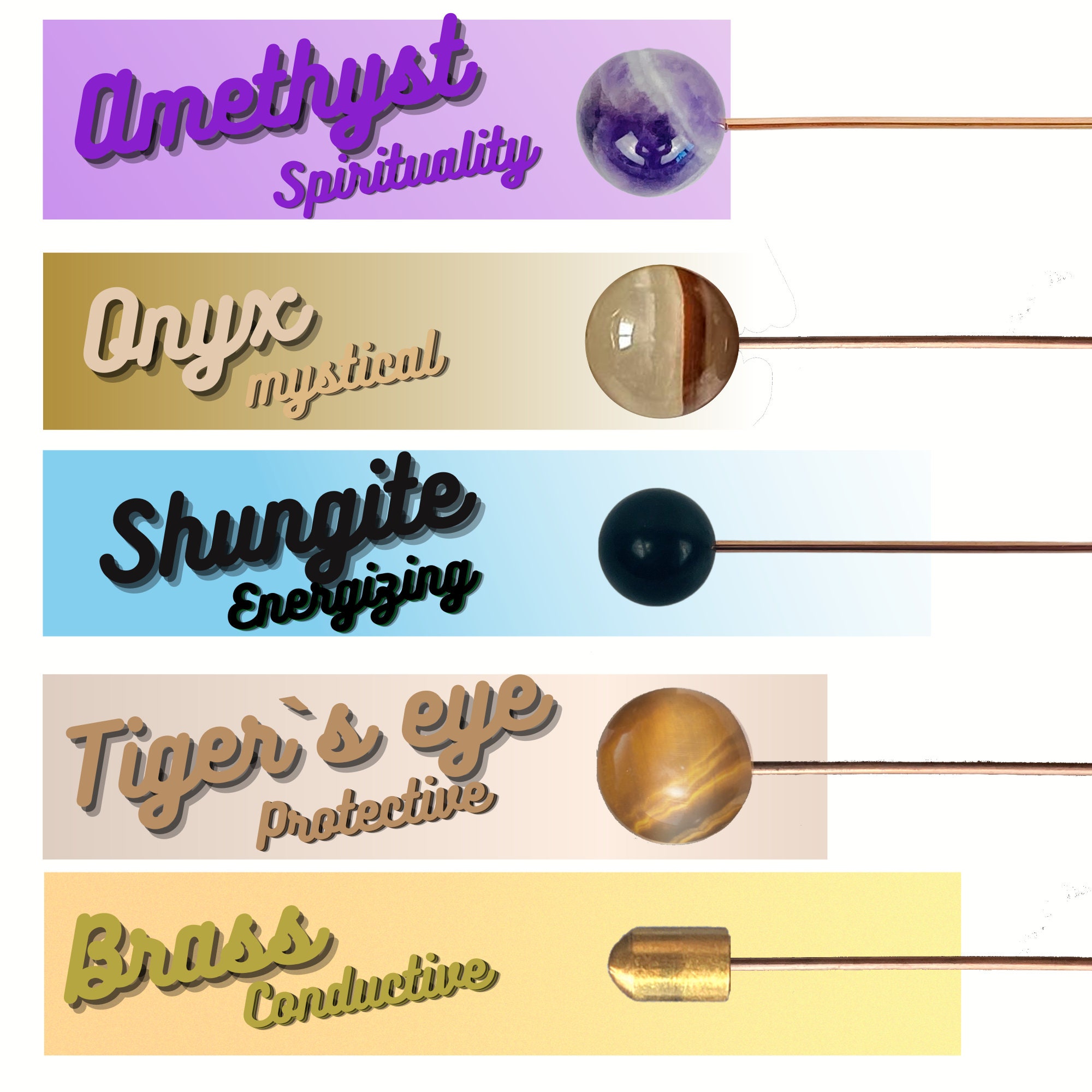 Copper Dowsing One-handed Rod Bobber With ONYX, Shungite, Tiger's Eye ...