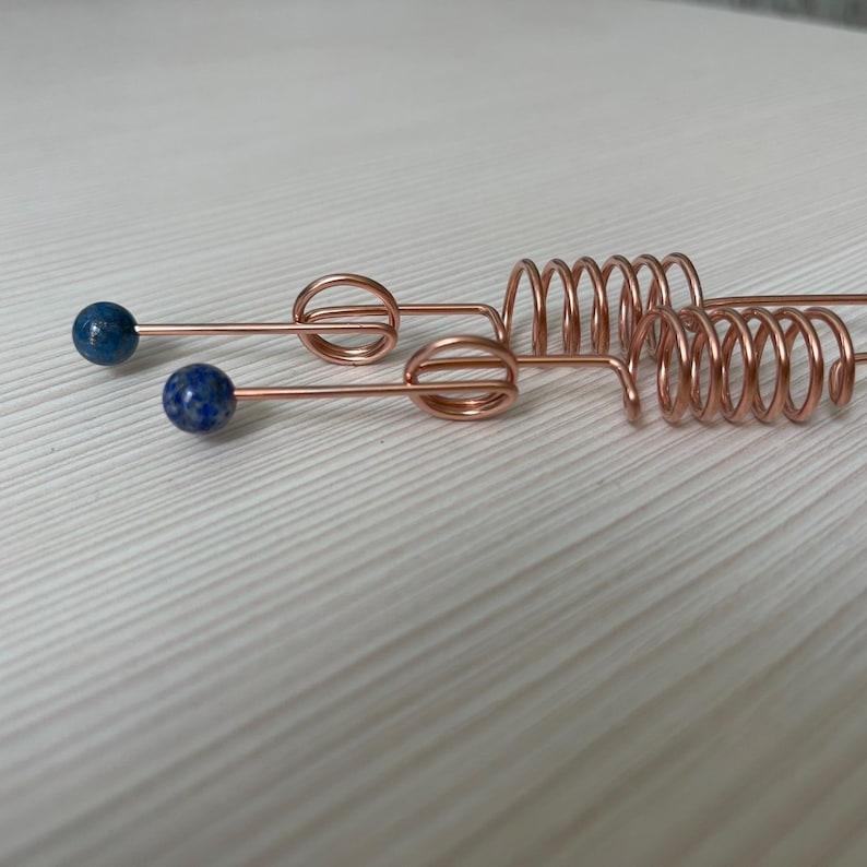 2 Copper Dowsing Rods With Lapis Lazuli | Pair of Divining Rods ...
