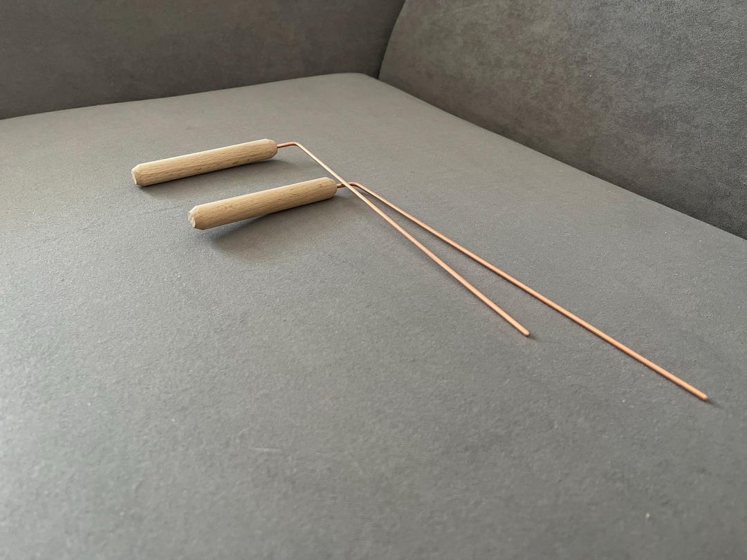 2 Big 99.9% Solid Copper Dowsing Rods With Wood Handles - Professional ...