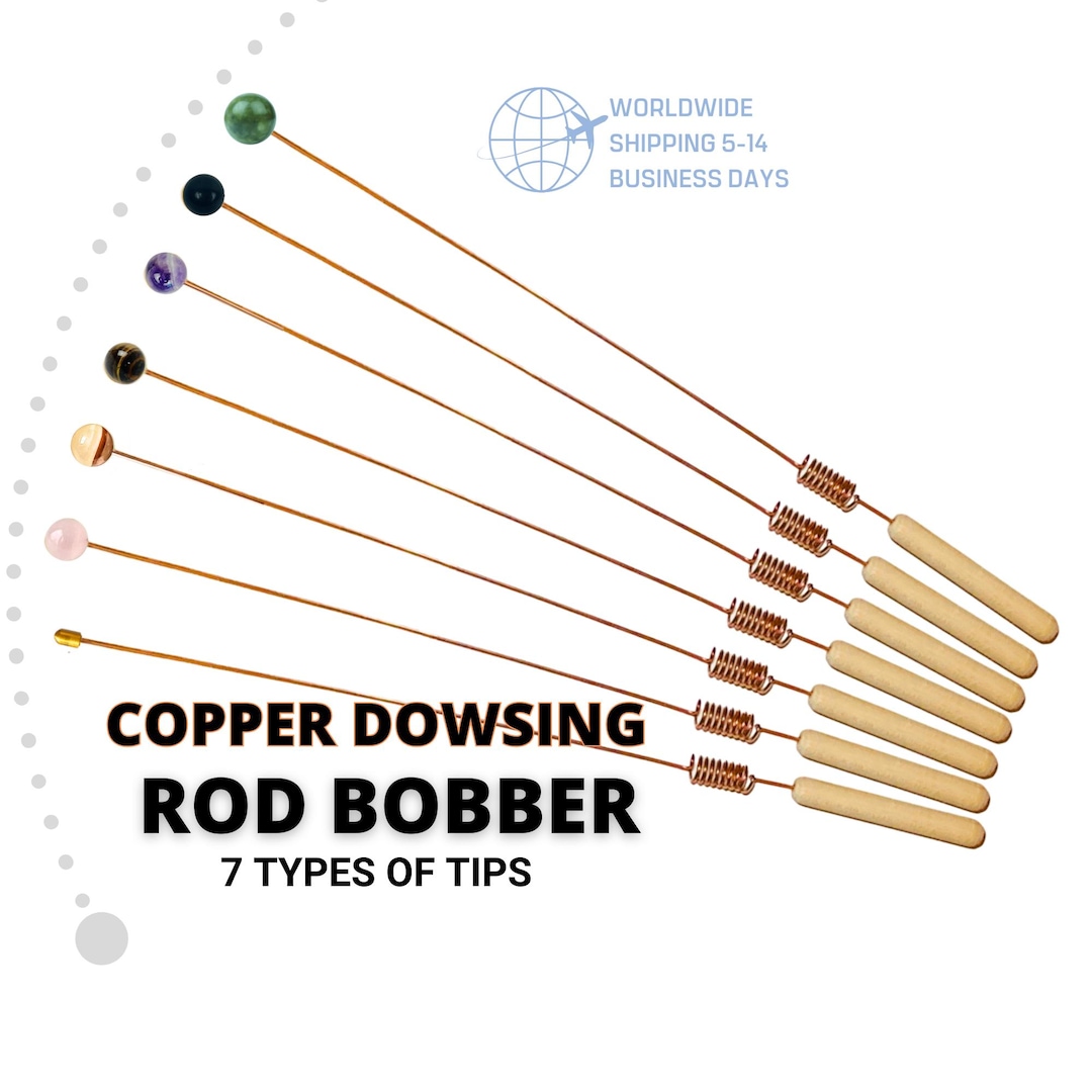 Copper Dowsing Rod Bobber With Stone Tip ONYX, Serpentine, Brass ...