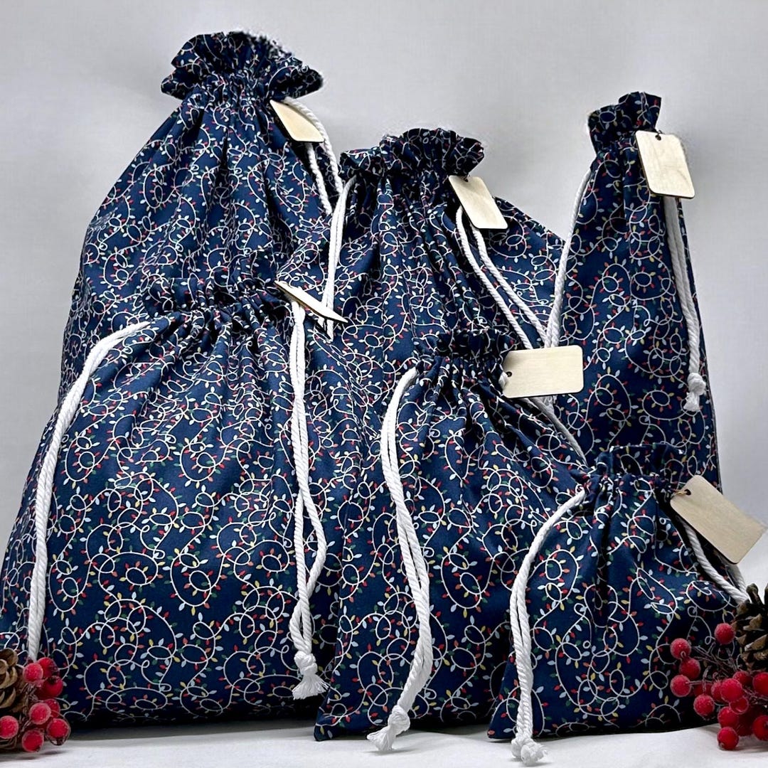 Liberty.® Fabric Festive Gift Bags Deck the Hall Navy - Etsy UK
