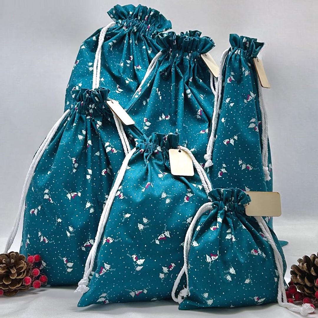 Liberty.® Fabric Festive Gift Bags Christmas Cottage Turquoise - Etsy UK