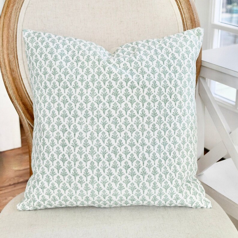 Block Print Pillow Cover English Country Pillow Cover Farmhouse Pillow ...