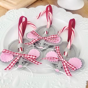 Candy Cane Mice Ornament Set - Candy Cane Mouse Party Favor - Candy ...