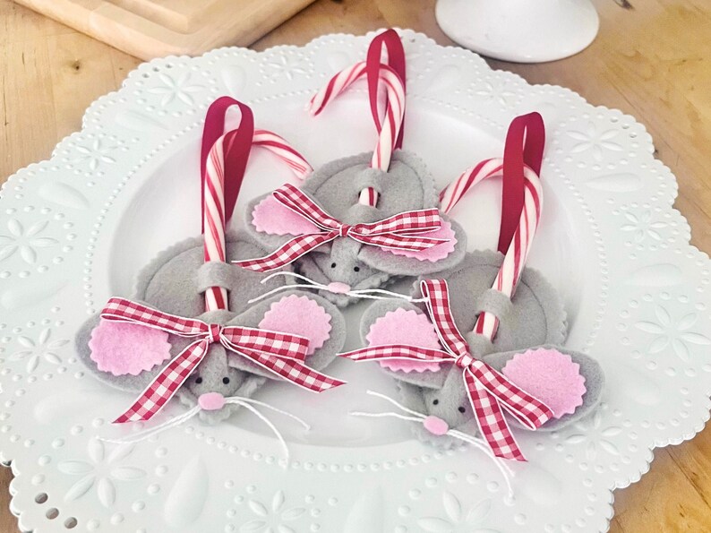 Candy Cane Mice Ornament Set - Candy Cane Mouse Party Favor - Candy ...