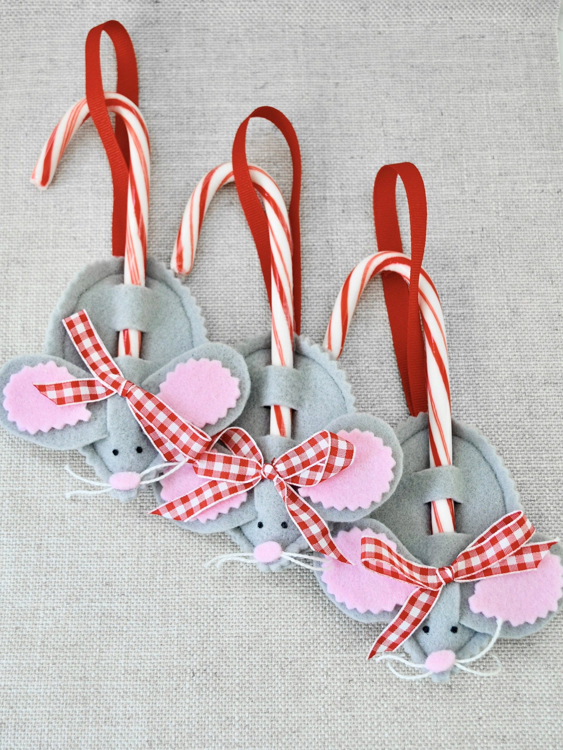 Candy Cane Mice Ornament Set - Candy Cane Mouse Party Favor - Candy ...