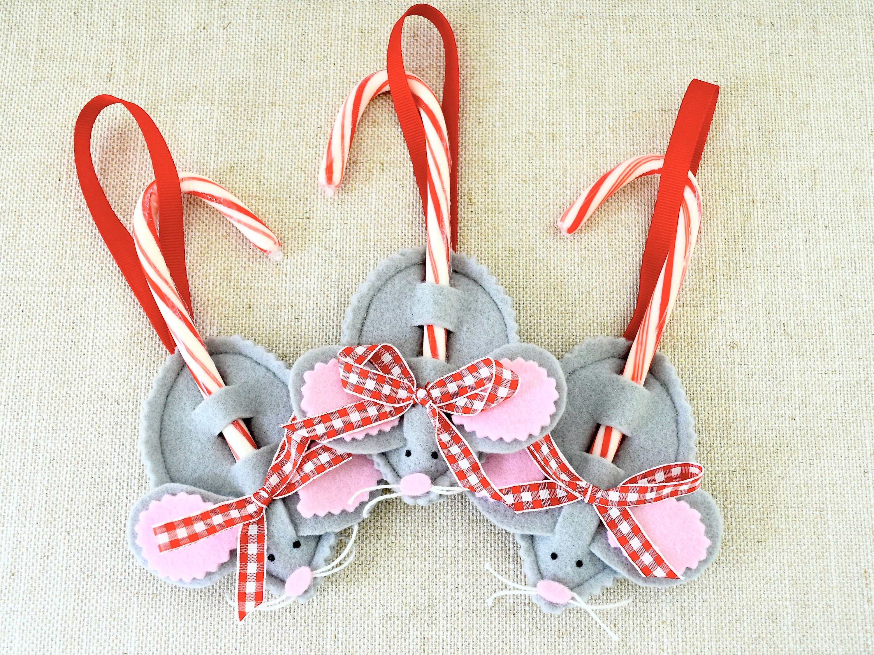 Candy Cane Mice Ornament Set - Candy Cane Mouse Party Favor - Candy ...