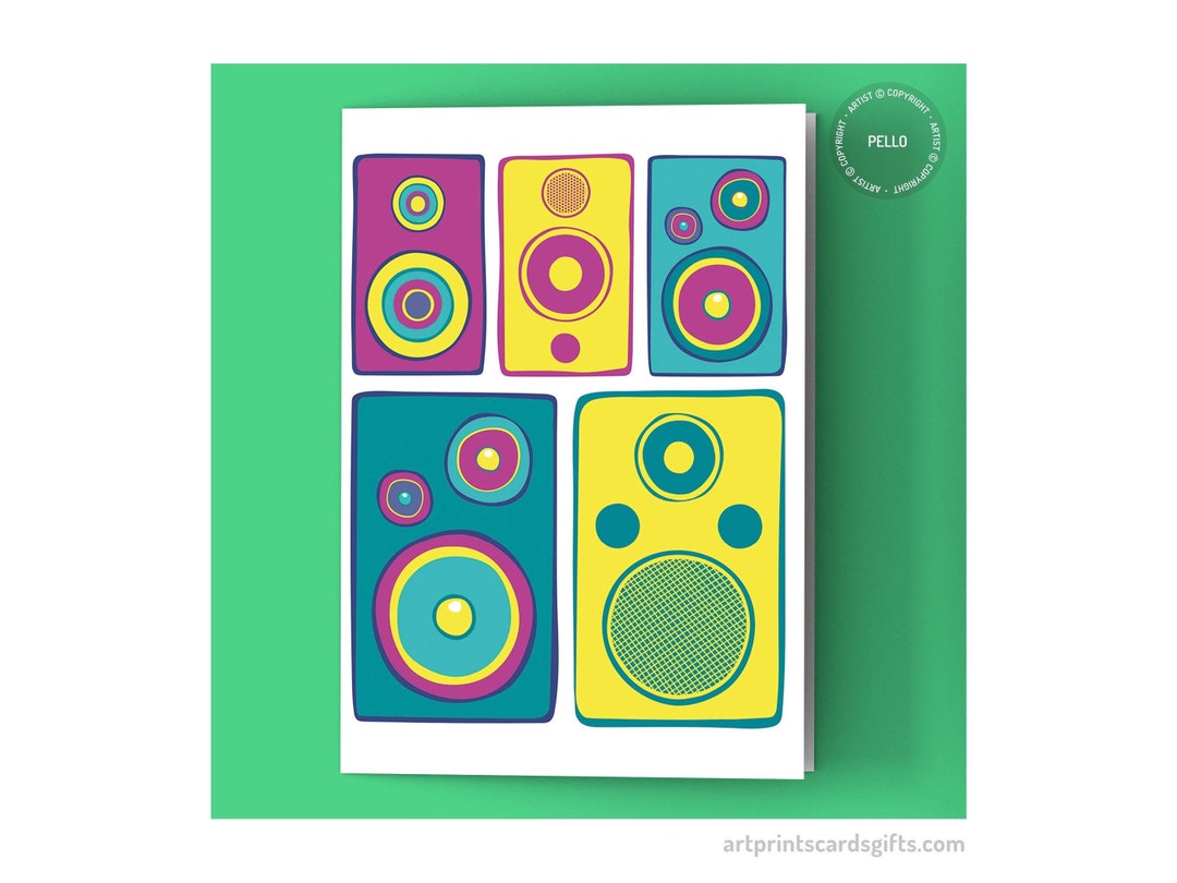 Speakers Card - Cool Music Card - Stereo, Hi-fi, Audio - Card for Music ...