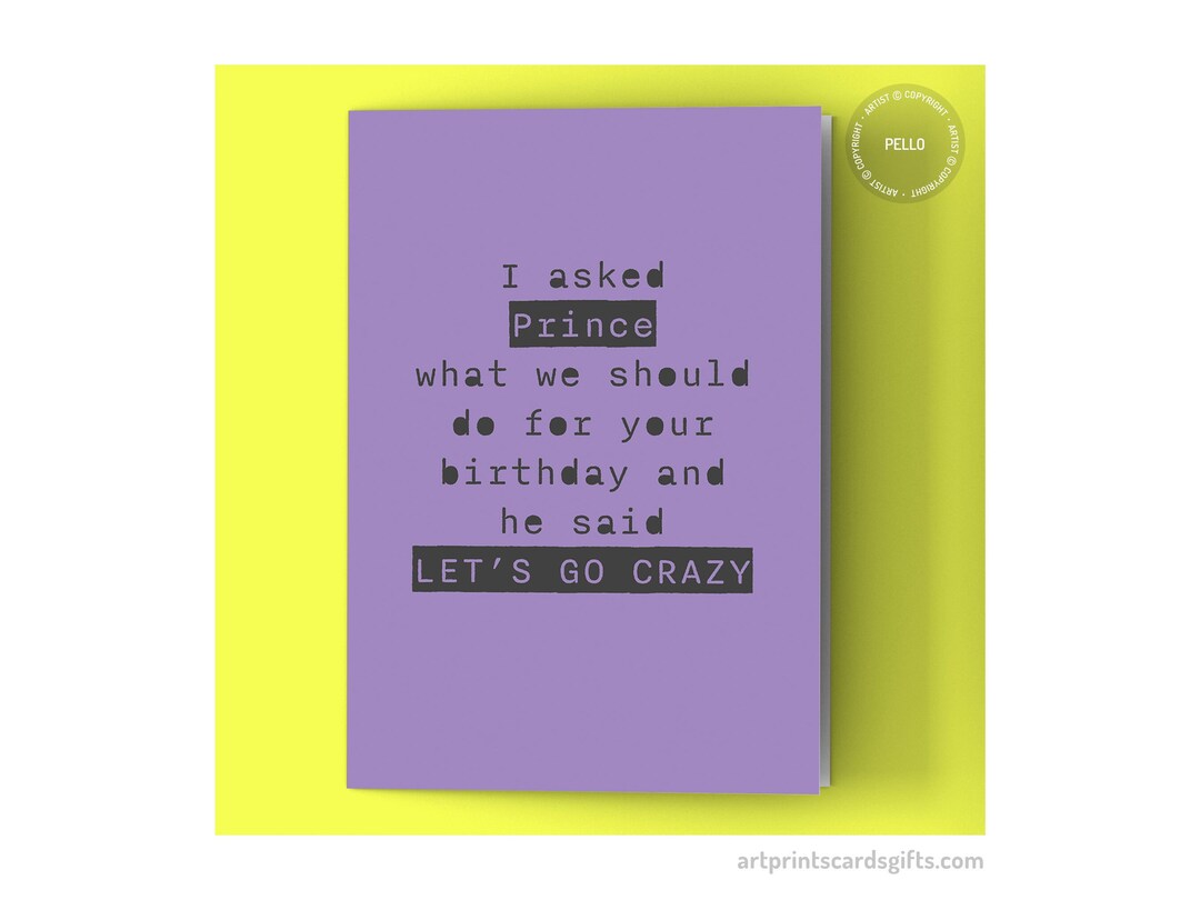 Prince Birthday Card - Prince and the Revolution - Card for Music Fan ...