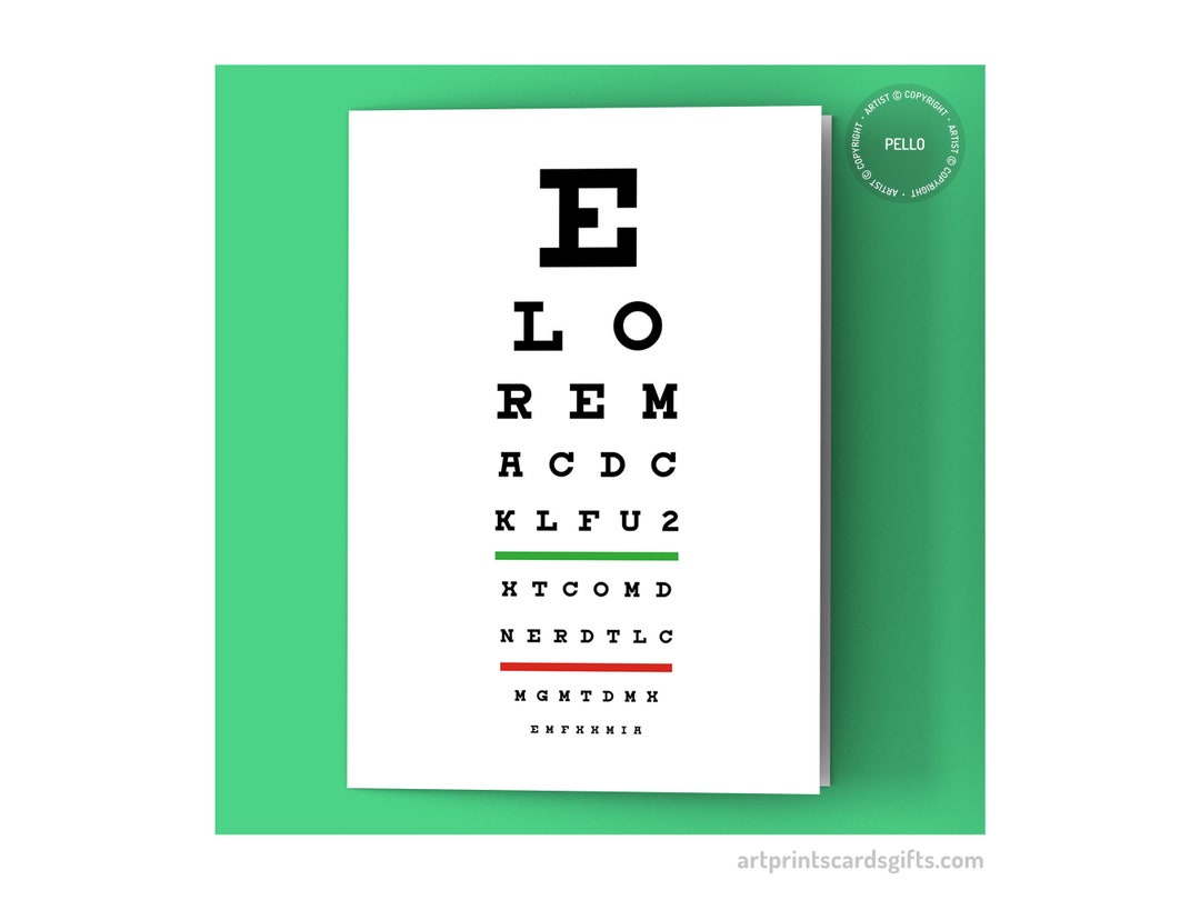 Music Eye Chart Card - Old Age Card - Card for Music Lover Featuring ...