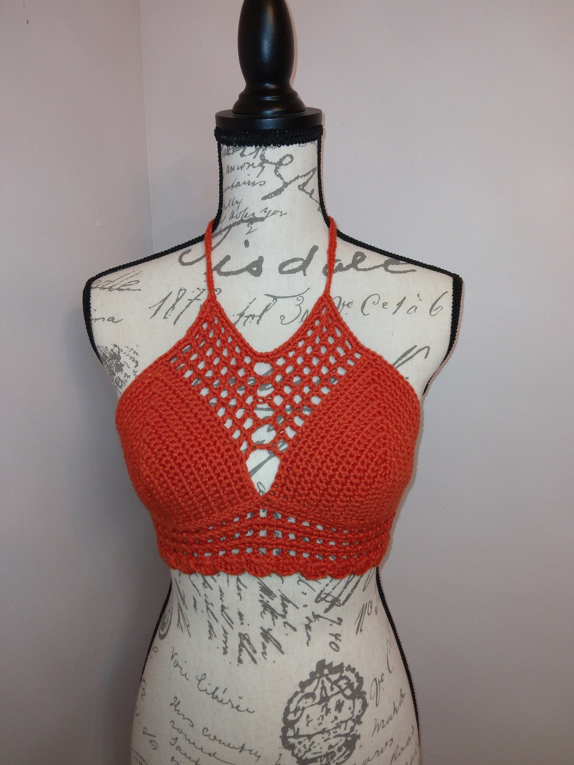 Crocheted Caged Halter Top, Halter Top, Summer Top, Boho Style Halter ...