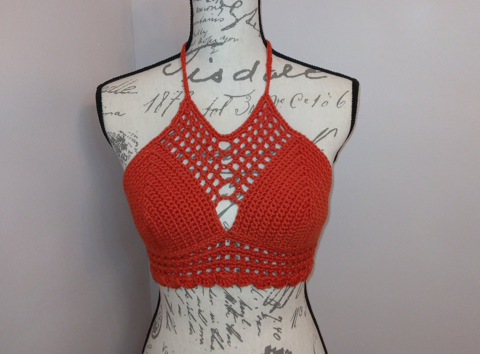 Crocheted Caged Halter Top, Halter Top, Summer Top, Boho Style Halter ...