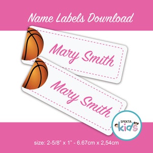 Girls Basketball Name Labels - Etsy
